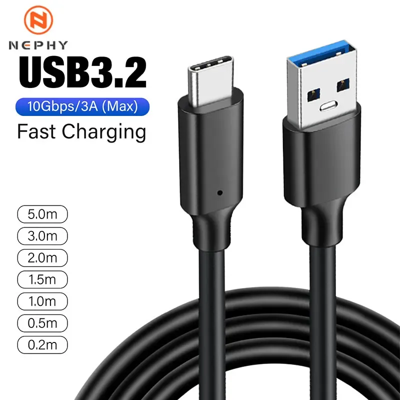 10Gbps Type C USB A To USB C 3.2 Data Transfer Cable For SSD And Hard ...