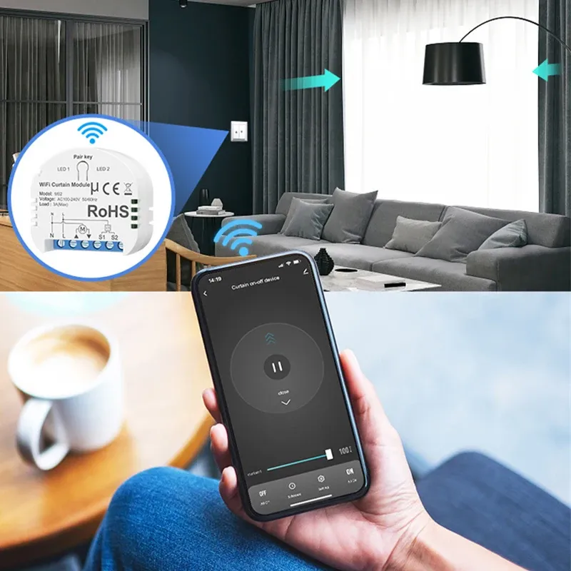 2024Tuya WiFi Smart Curtain Switch Module, 4-Pack Roller Shutter Switch ...