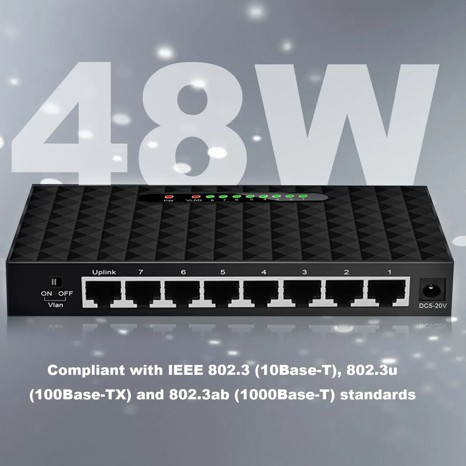 8 Port Gigabit Ethernet Switch | 1000Mbps High Speed Network Hub | Plug ...