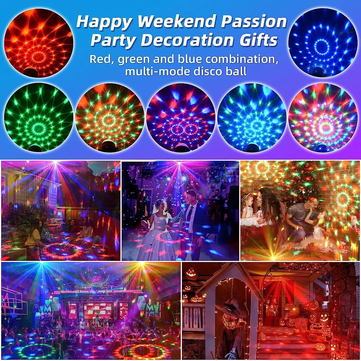 Remote Control LED Ball Light - Seven Color Voice-Controlled Rotating ...