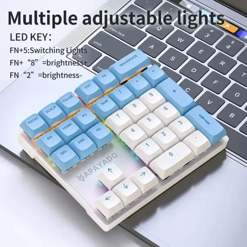 33 Keys USB Wired Numeric Keypad, Multicolor LED Lights, Green/Red ...