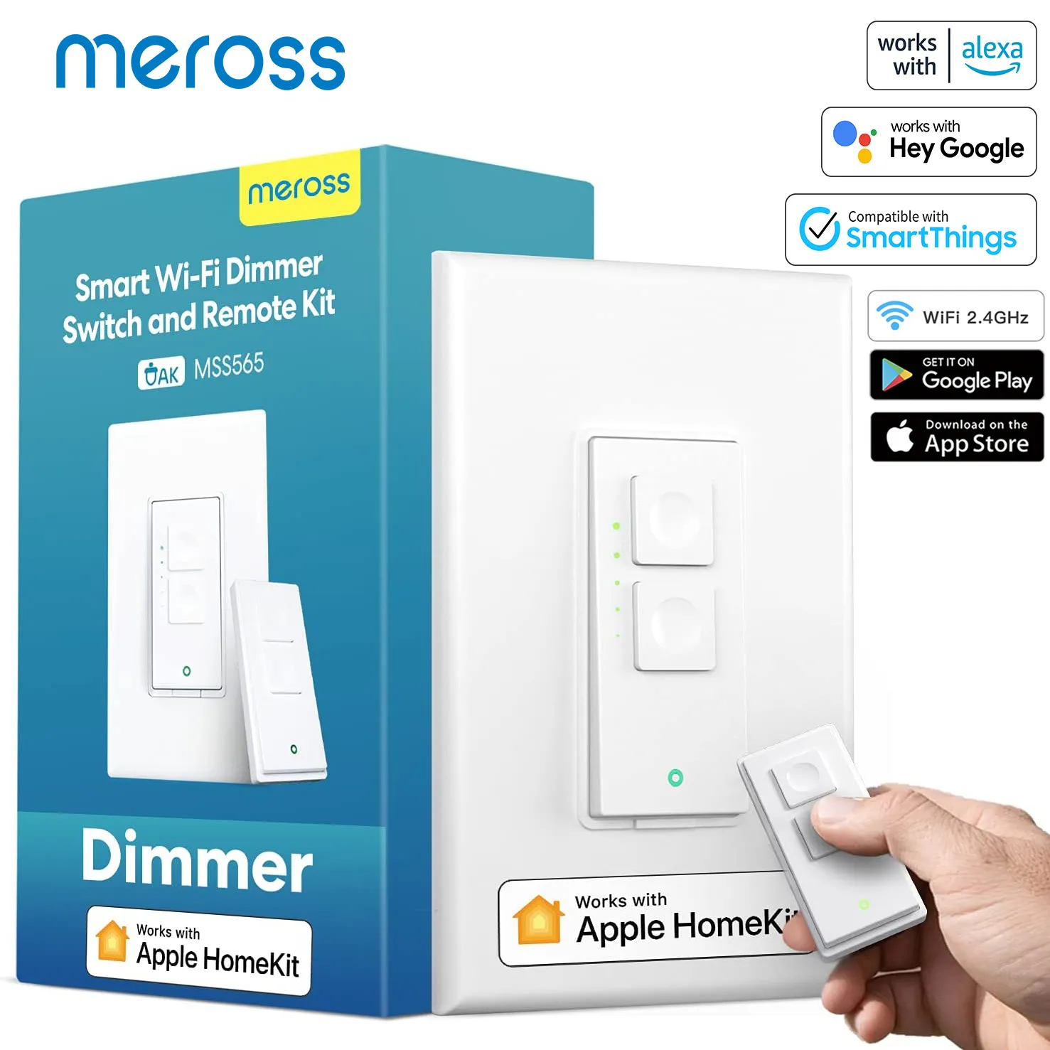 meross smart dim Switch with WiFi Remote for Single Pole Bulbs ...