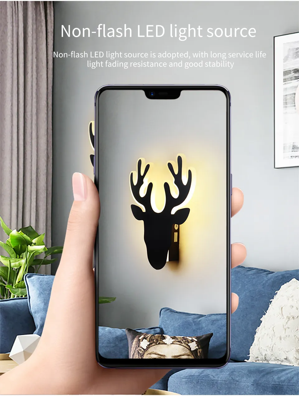 LED Wall Lamp Decorative Deer Head Shape Ultra-Bright Non-Glaring ...