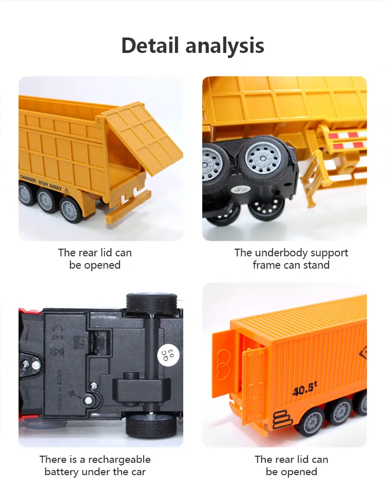 1:48 RC Semi-truck with Heavy-Duty Transporter Trailer, Remote Control ...