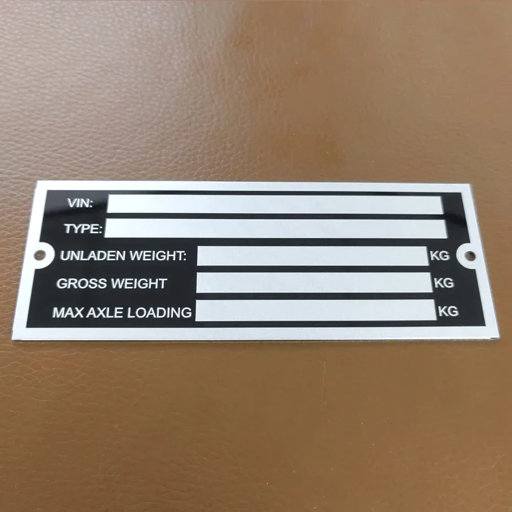 Customizable Vehicle Identification Plates Blank Or Engraved Aluminum ...