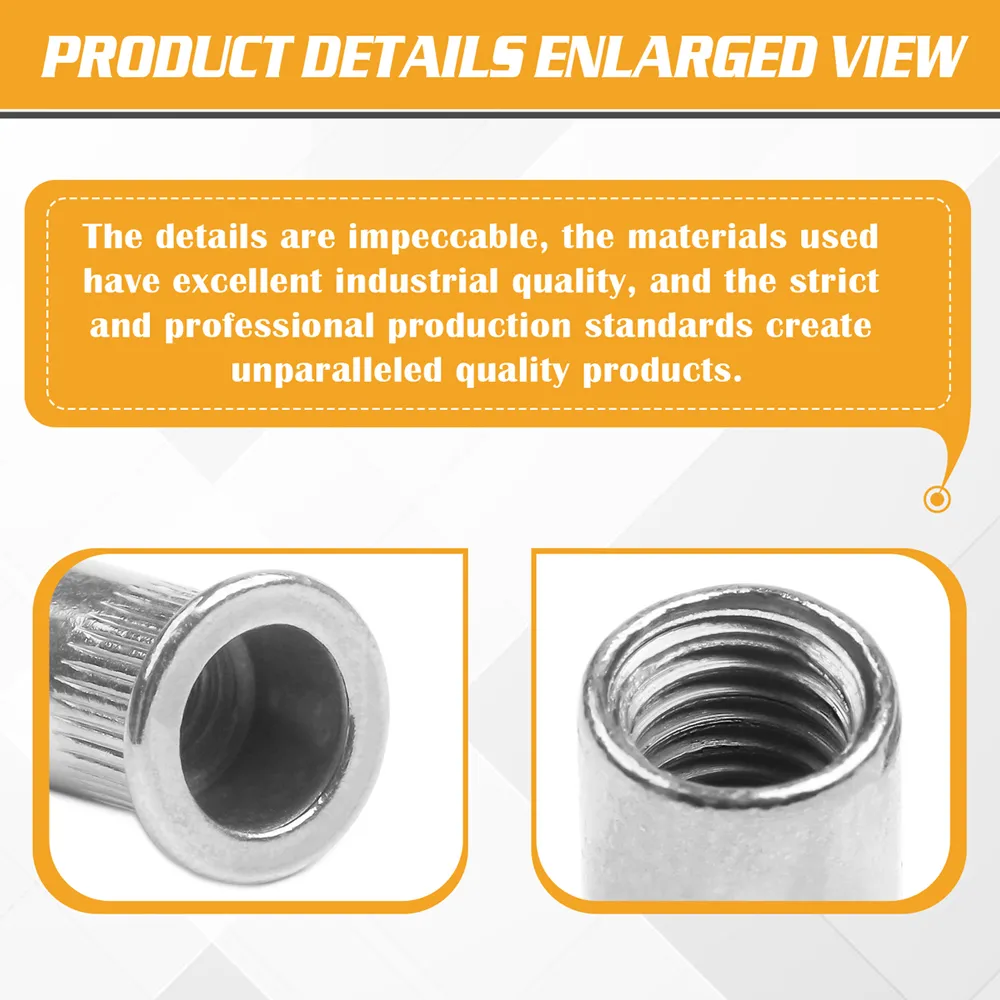 Aluminum Rivet Nuts Set Flat Head Threaded Insert Nutserts M3 M4 M5 M6 ...