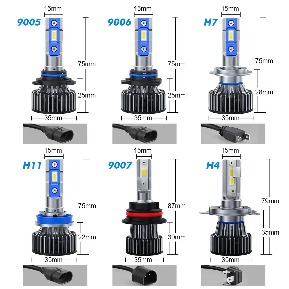 Premium H4/H7/H11/9005/9006/9007 LED Headlight Conversion Kit - High ...