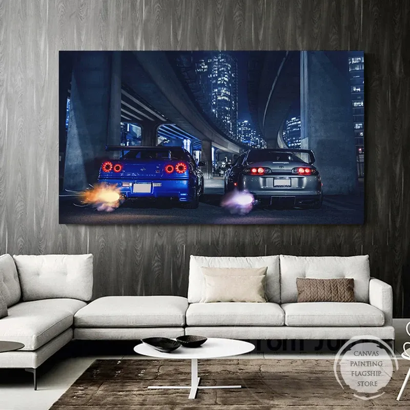 Nissan Skyline GTR R34 Vs Canvas Wall Art طباعة سباق السيارات الحديثة ...