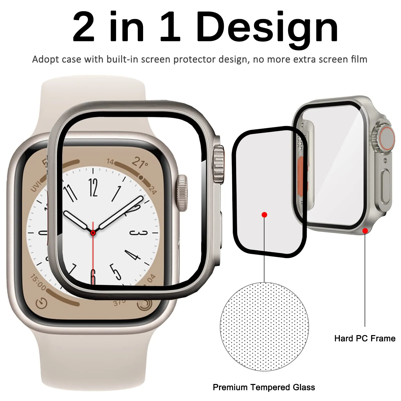 Ultra-Slim Glassy Apple Watch Case: Crystal Clear PC Cover for iWatch ...