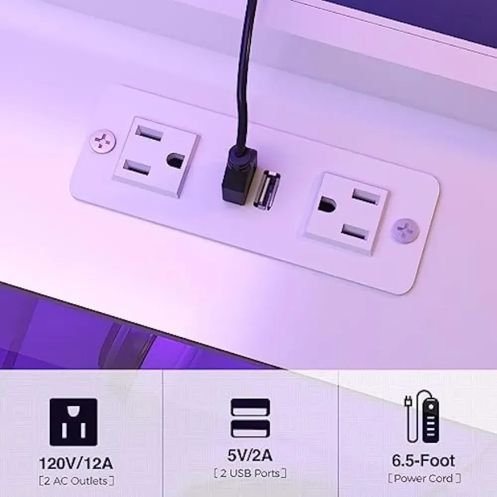 Nightstand With Power Outlet And LED Light Modern... From Ddmyperfect ...