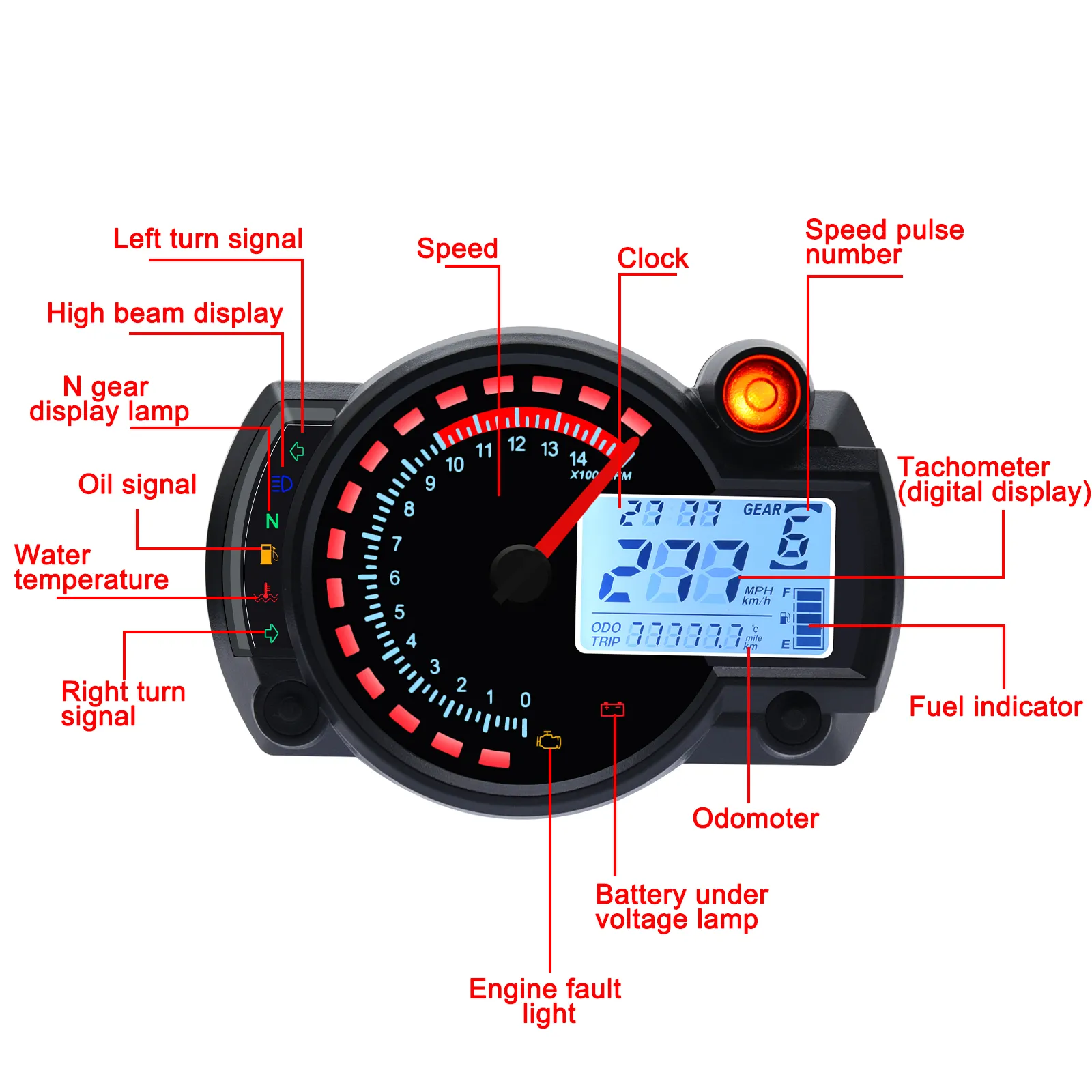 KOSO RX2N LCD Digital automobile speedometer - Adjustable MAX Speed ...