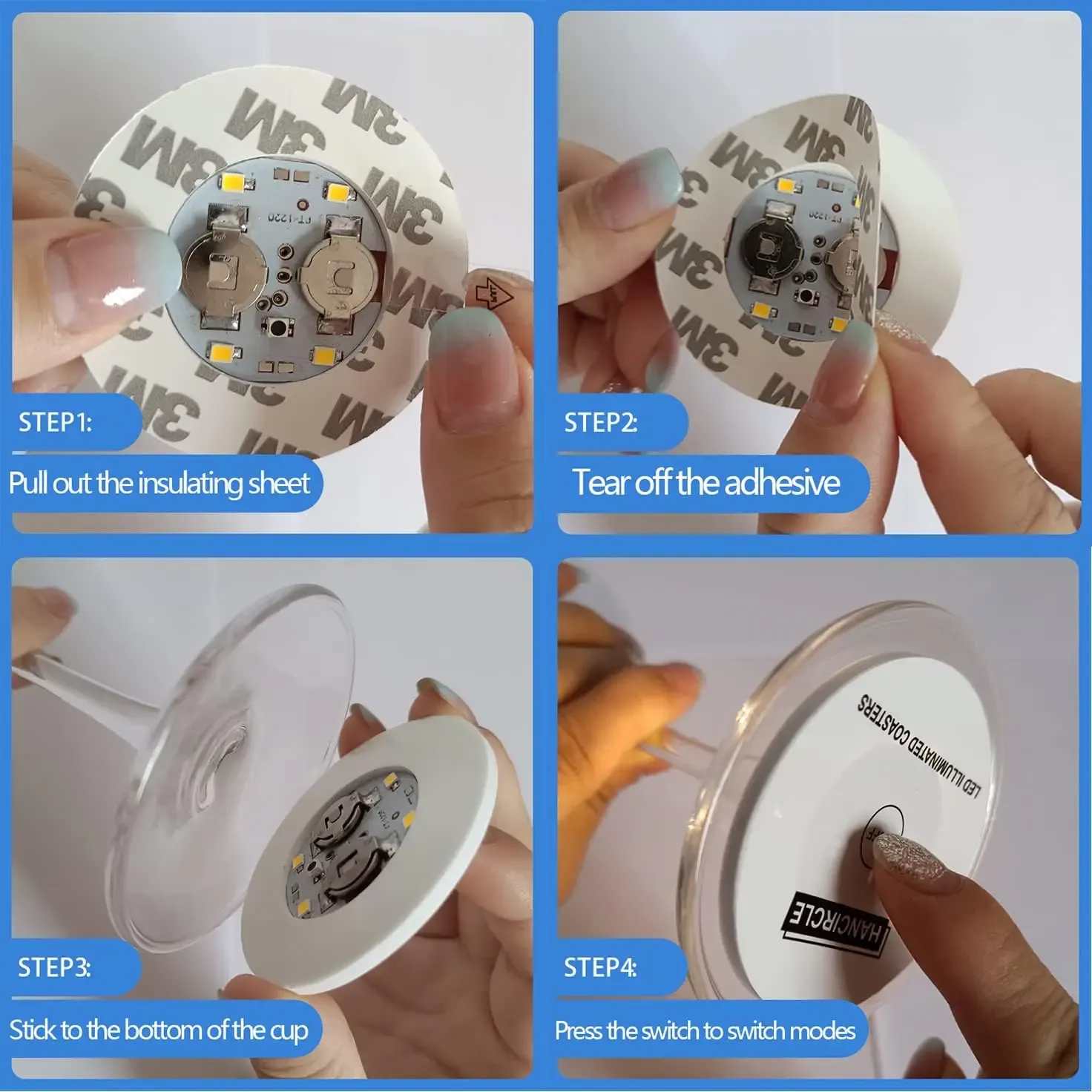 DHgate.com:Glowing Drink Coasters, LED Light-up Bottle Mats, 50/25/10/5 ...