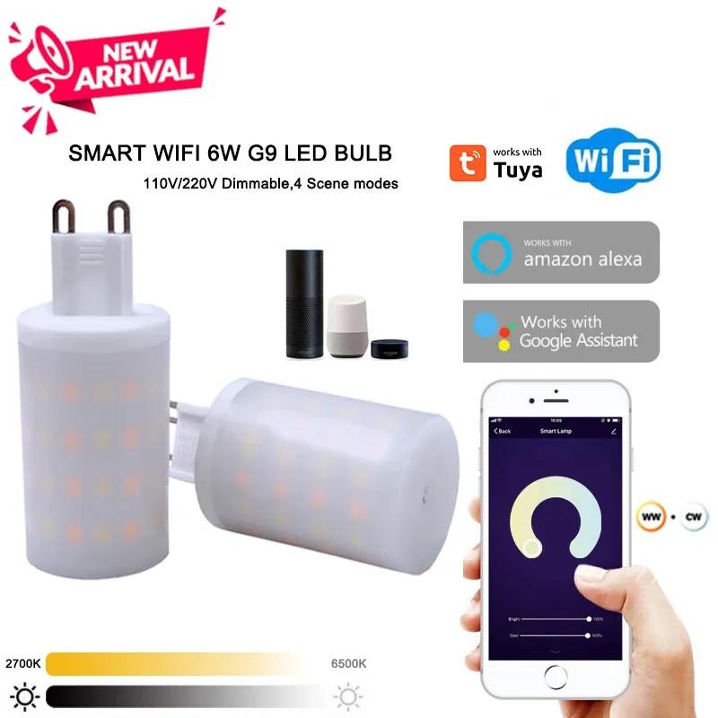 DHgate.com:Tuya G9 Dimmable Smart LED Bulb, 6W WiFi LED Lamp, Works ...
