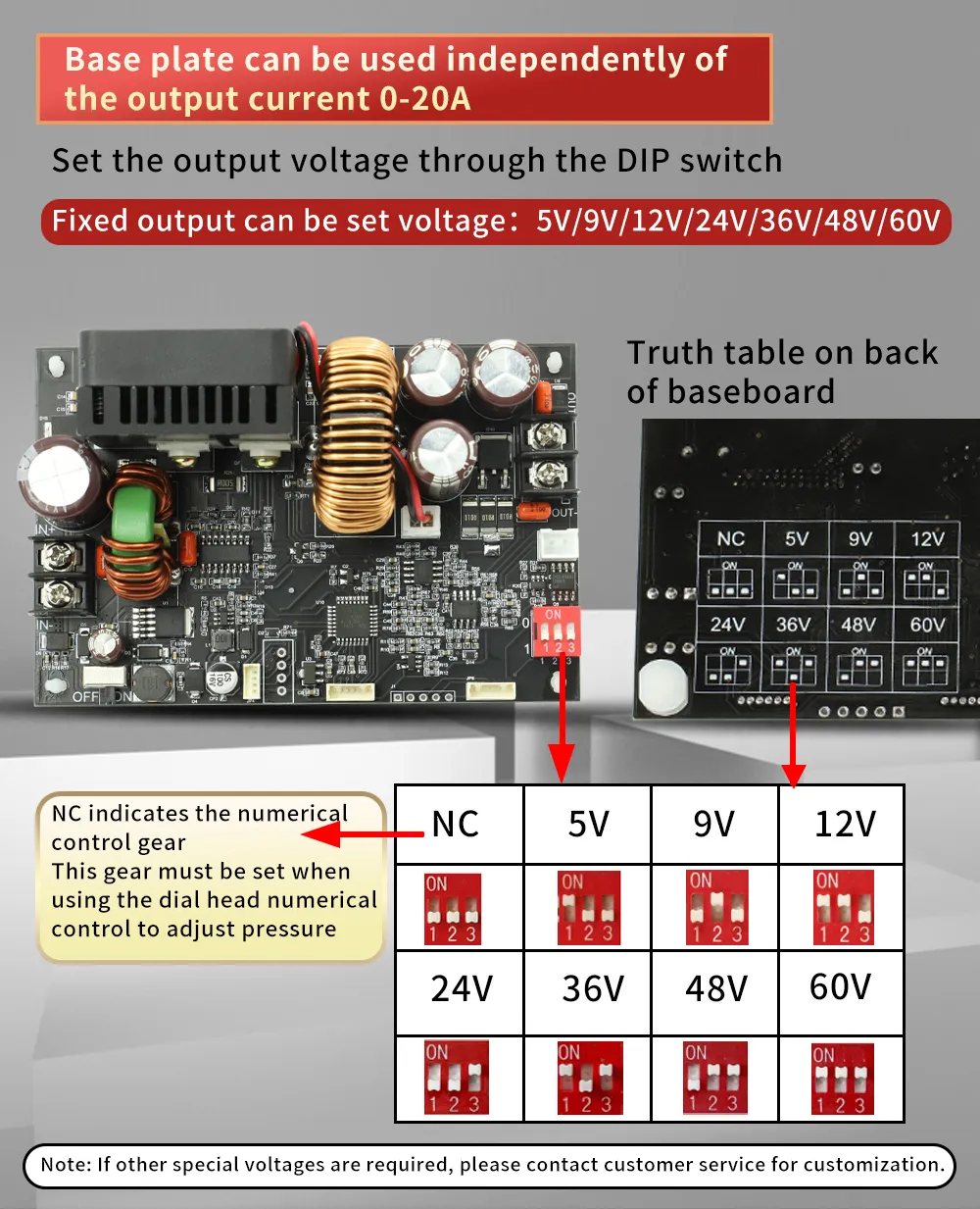 60V 20A 1200W Buck Converter Module with LCD Adjustable Voltage and ...