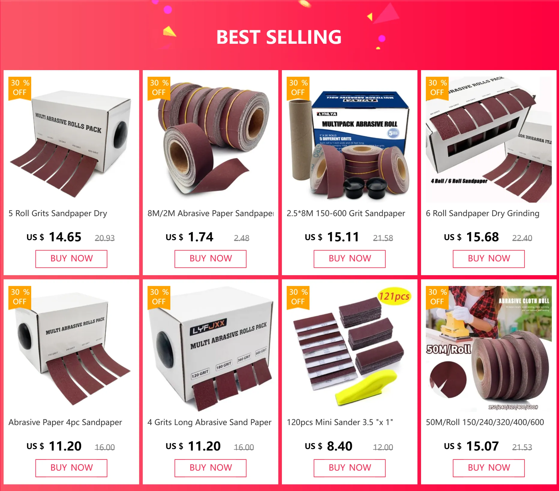 Abrasive Sandpaper Variety Pack - Emery Cloth Roll with Dispenser for ...
