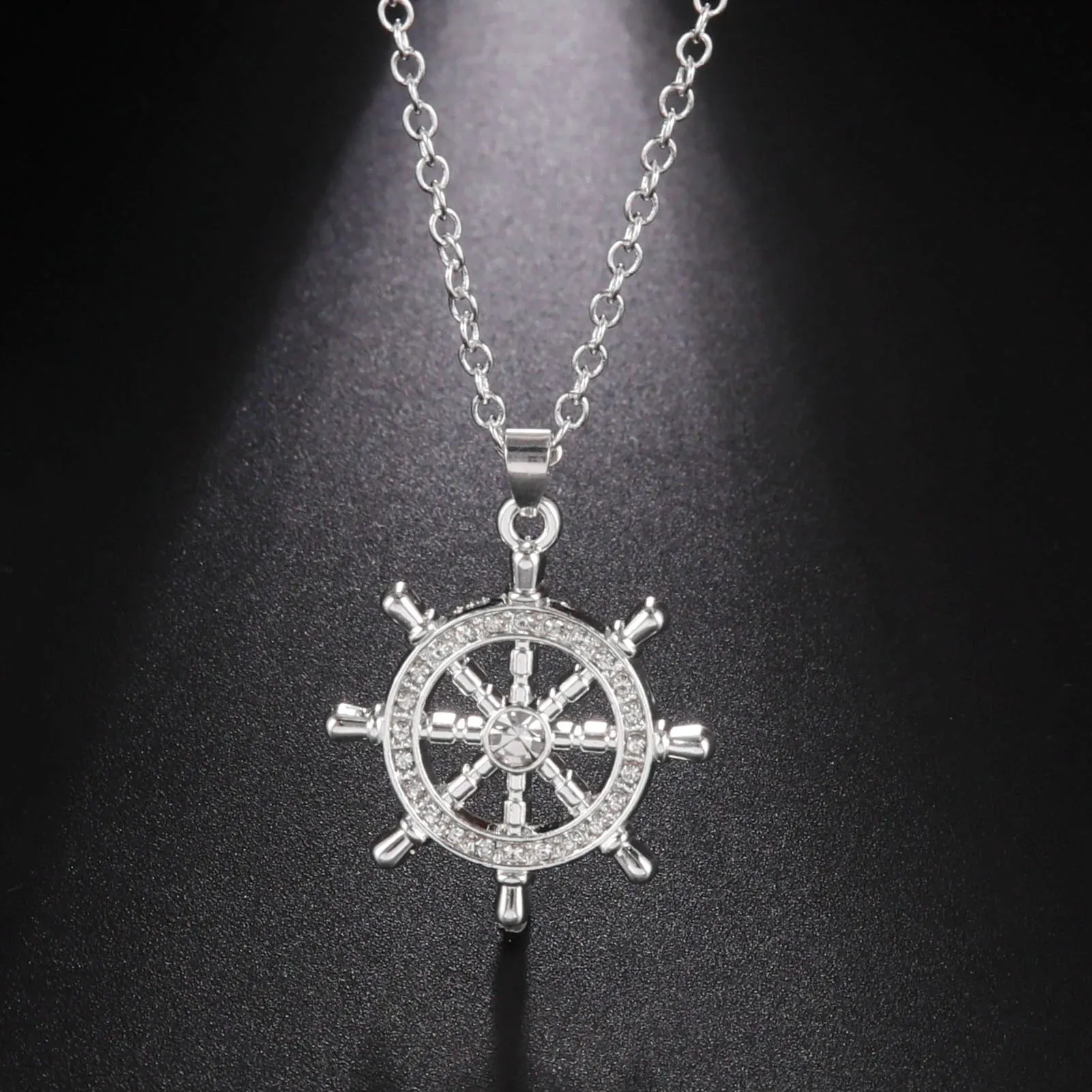 Exquisite Alloy Rhinestone Buddhist Dharma Wheel Pendant Necklace for ...