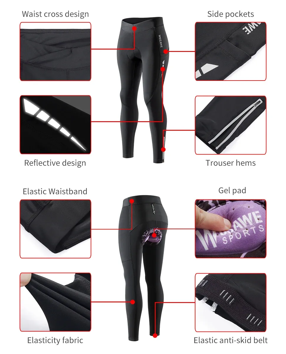 WOSAWE Women's 3D Gel Padded Cycling Pants, Shockproof Breathable MTB ...
