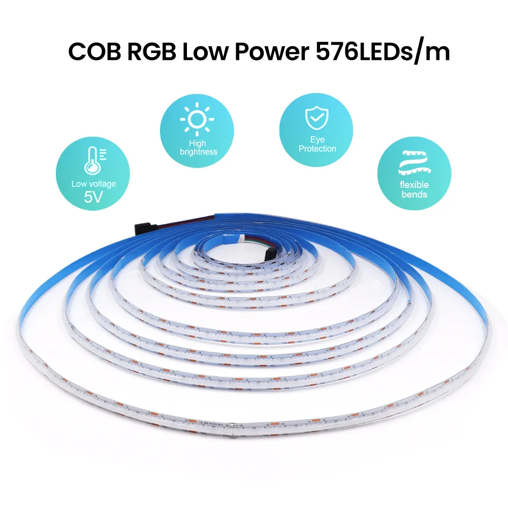 DHgate.com:5V RGB COB Dimmable LED Strip Light, 576LED/M Flexible USB ...
