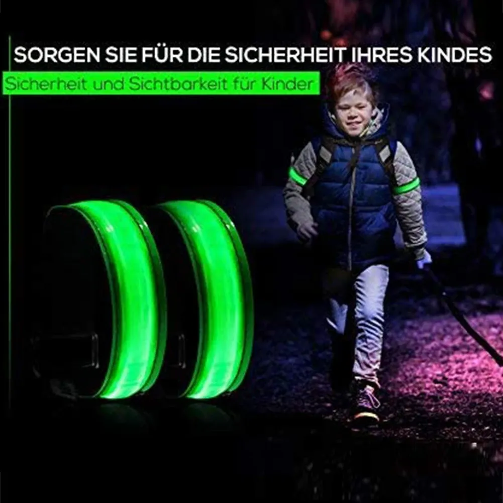 LED Luminous Bracelet USB Rechargeable Night Running Armband with ...