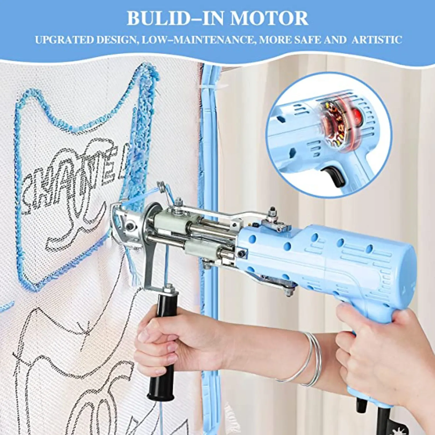 Tufting Gun: 2 In 1 Electric Carpet Maker Machine For Cut & Loop Pile ...