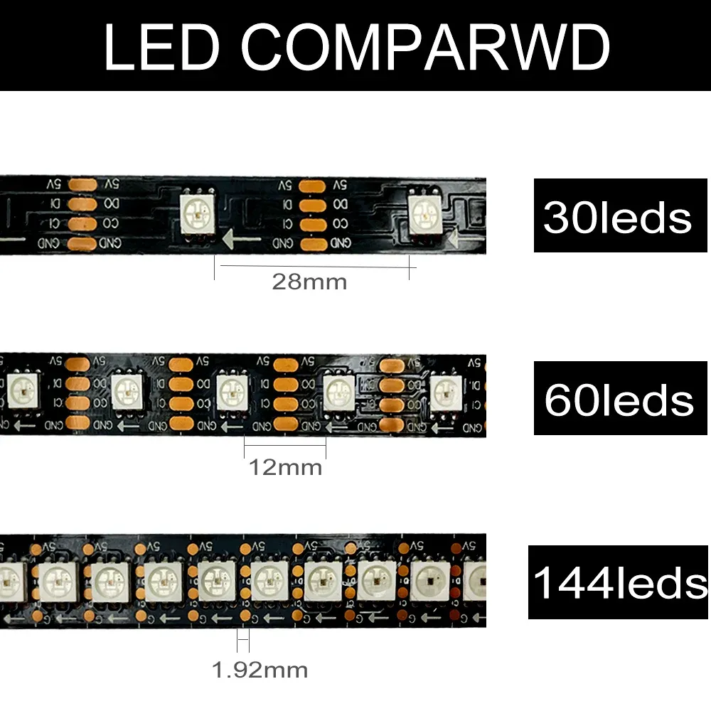 5m Roll DC 5V APA102 SK9822 SMD Individually Addressable LED Strip ...