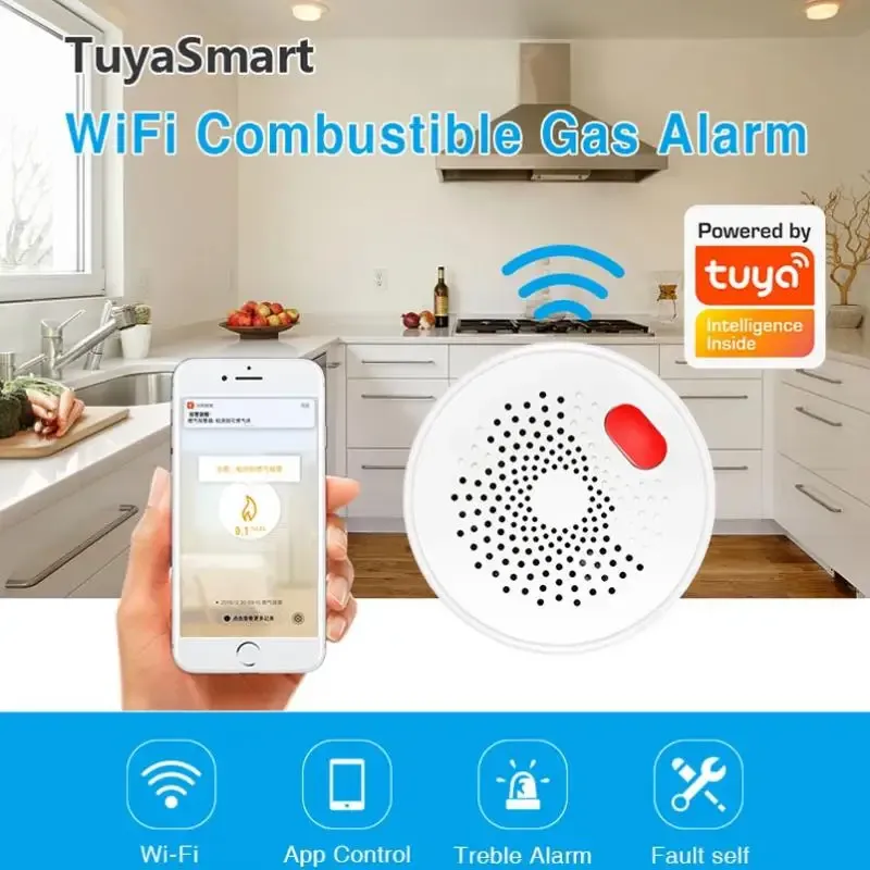 Wifi/Zigbee Tuya Smart Natural Gas Leak Detector Sensor Combustible Gas ...