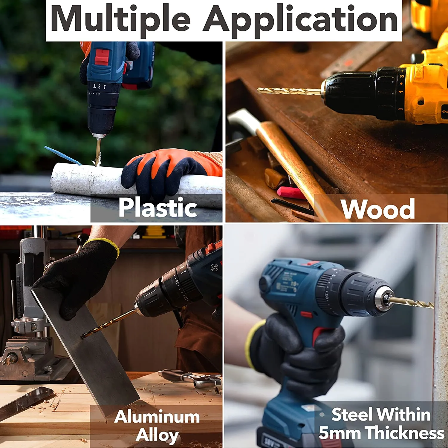 Hex Shank Titanium HSS Twist Drill Bit Set for Quick Change Wood and ...