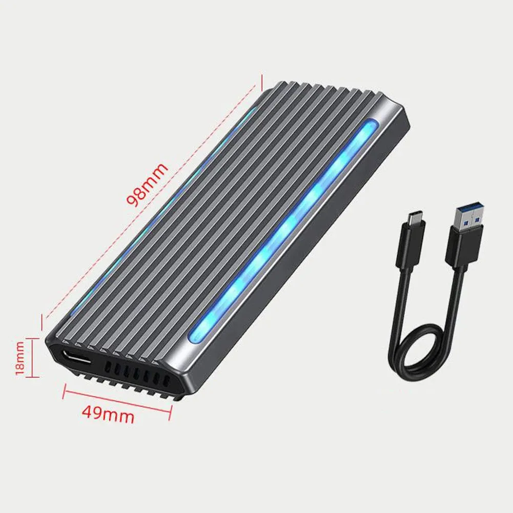 Aluminum Alloy RGB M.2 SSD Case NVMe SATA Dual Protocol M.2 to USB Type ...
