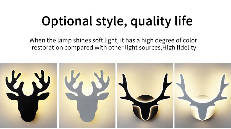 LED Wall Lamp Decorative Deer Head Shape Ultra-Bright Non-Glaring ...