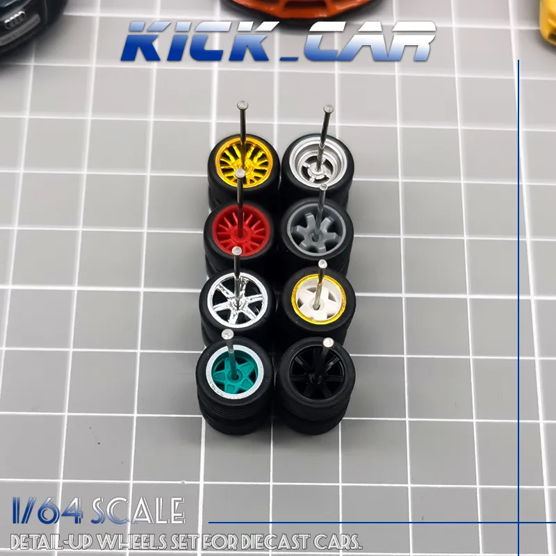 C Series 1/64 Scale Rubber Tires 5 Spoke Wheels Detail-up Modified Kit ...