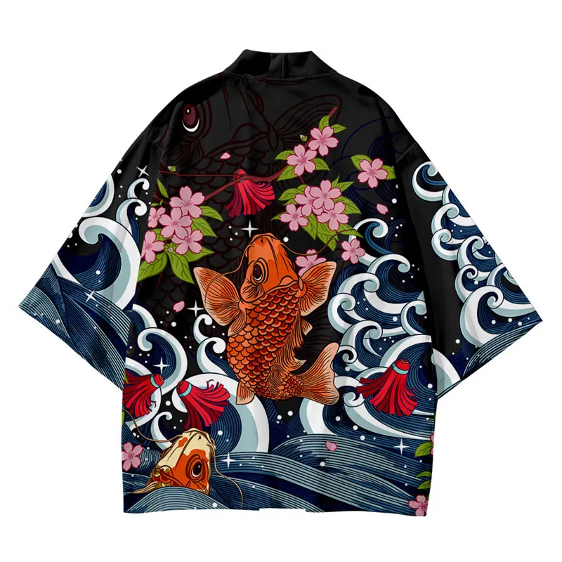 Ukiyo-e Kanagawa Sea Wave Carp Printed Japanese Style Traditional ...