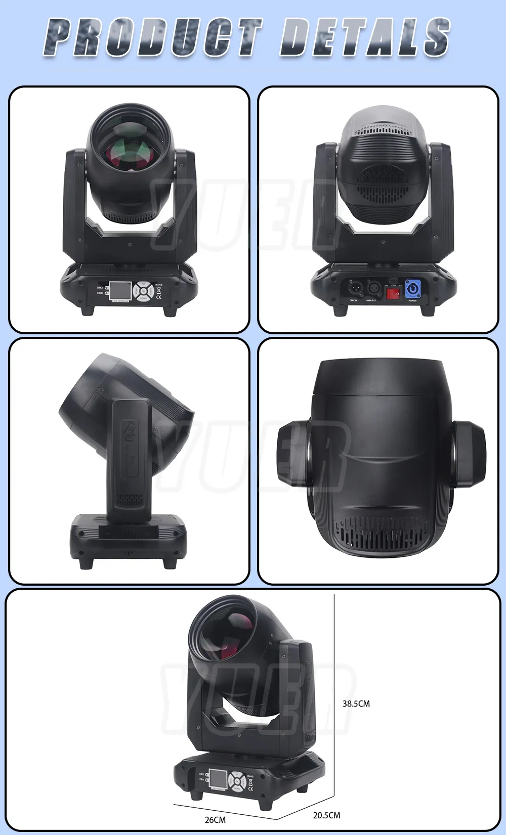 200W LED Spot Gobo Beam Moving Head stage with light with 18 Prism Auto ...