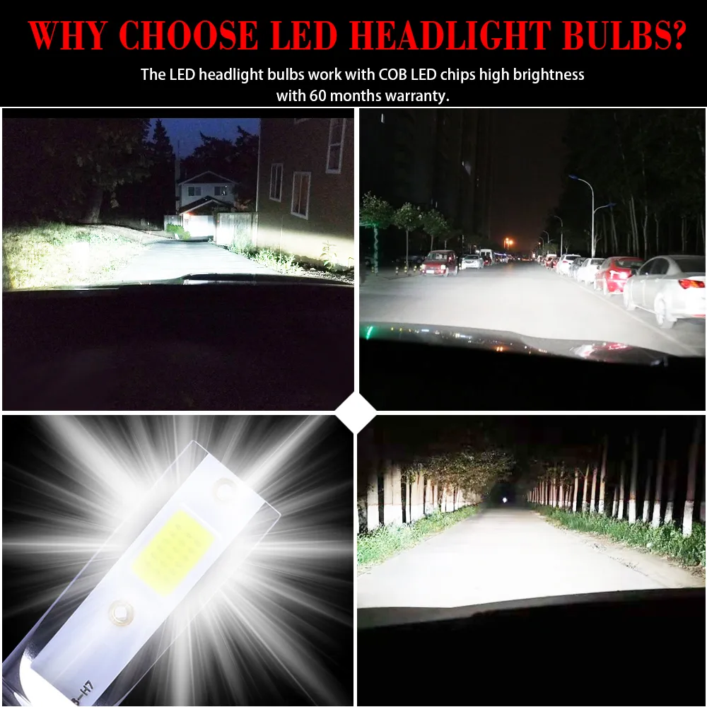 H7 LED Headlight Bulbs, 20000LM 80W Mini Auto Headlamp Conversion Kit ...