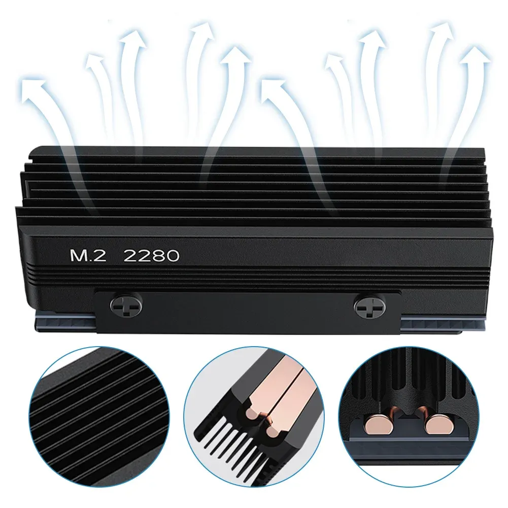 DHgate.com:2x Copper Heat Pipes M.2 NVMe SSD Heatsink with Thermal ...