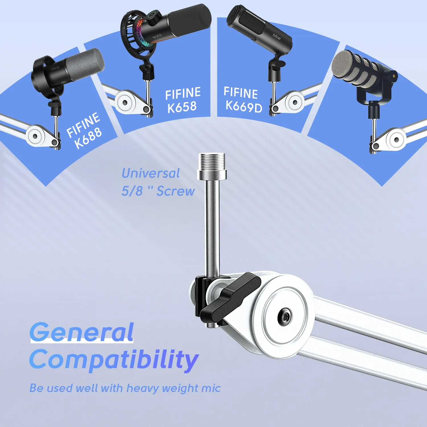 FIFINE Microphone Articulated Arm,Adjustable Heavy Duty Boom Arm Mic ...