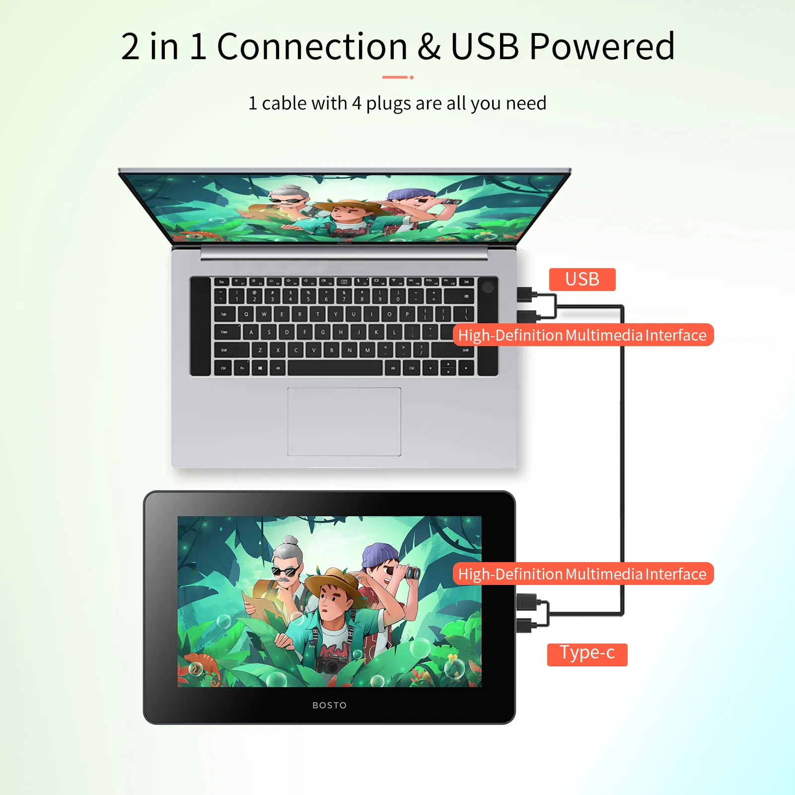 BOSTO BT-12HDT 11.6 Inch HD H-IPS Touchscreen LCD Graphics Drawing ...