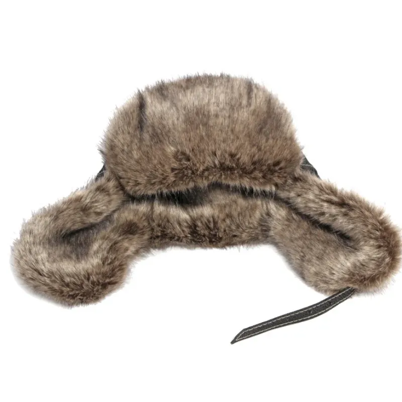 Russian Ushanka Fur Hat Thick Warm Leather Winter Hat with Fluffy Fur ...