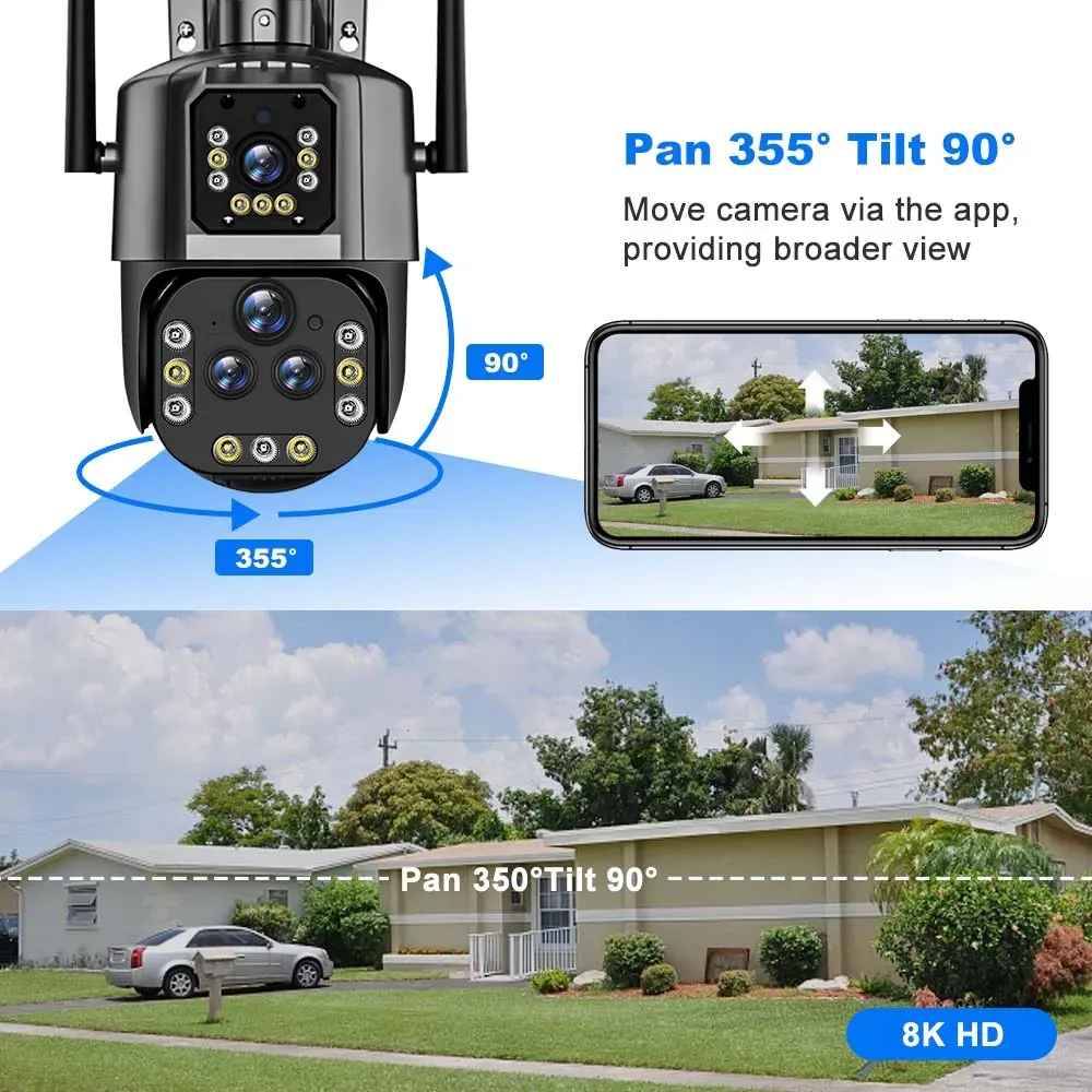 10K 20MP WiFi IP Camera 20X Zoom Four Lens Three Screen PTZ Cameras ...