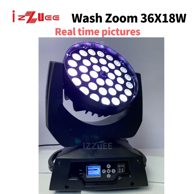 LED Wash Zoom Moving Head Light 2x 36x18W RGBWAUV 6IN1 with Flightcase ...