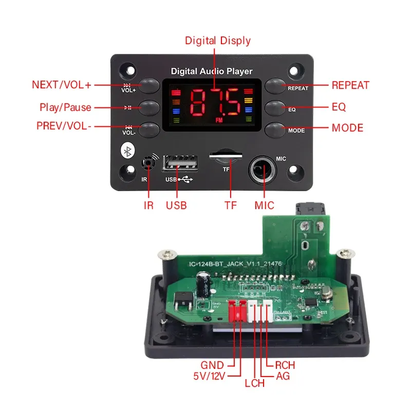 DHgate.com:12V/5V Bluetooth MP3 Decoder Board w/ USB TF Radio Player ...