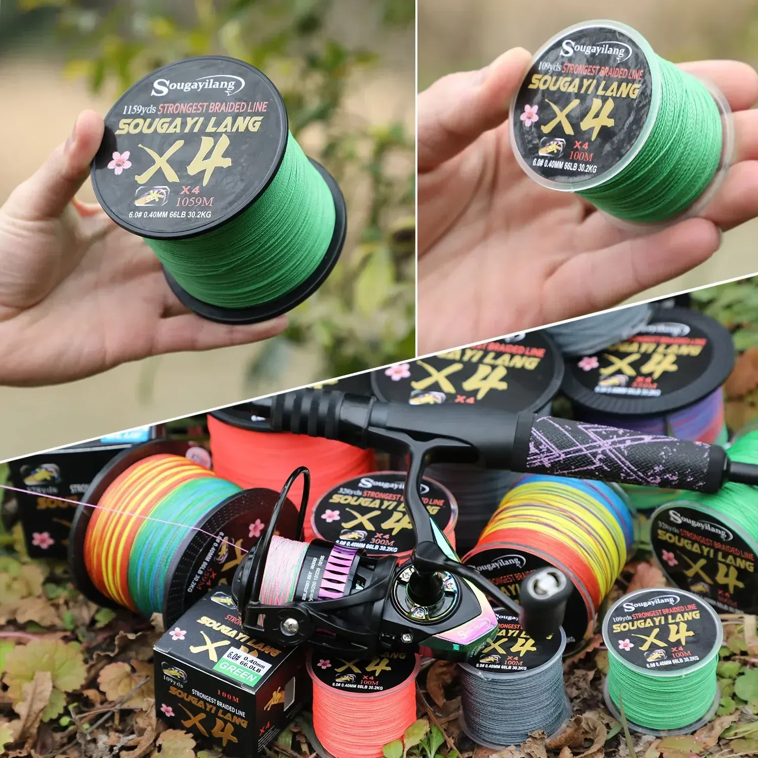 Sougayilang X4 5-Color PE Braided Fishing Line: Strong, Smooth, Max ...