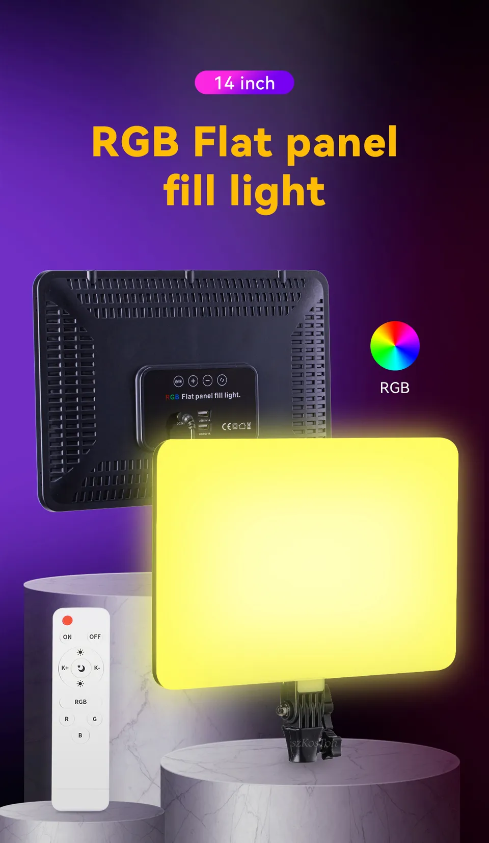360° Dimmable RGB LED Flat Plate desk lamp with...