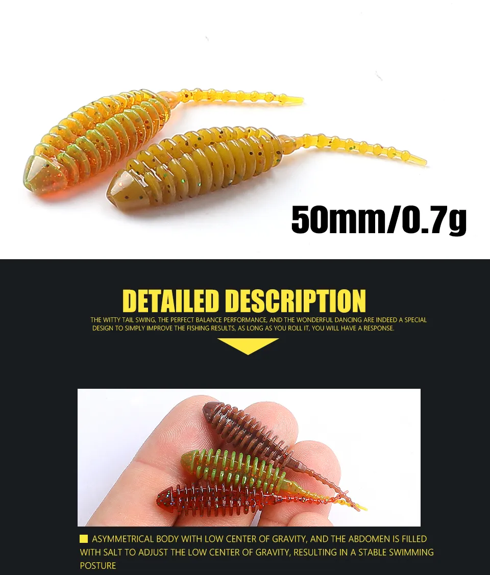Supercontinent CHORO Small Soft Bait Tail, 50mm Artificial Fishing ...