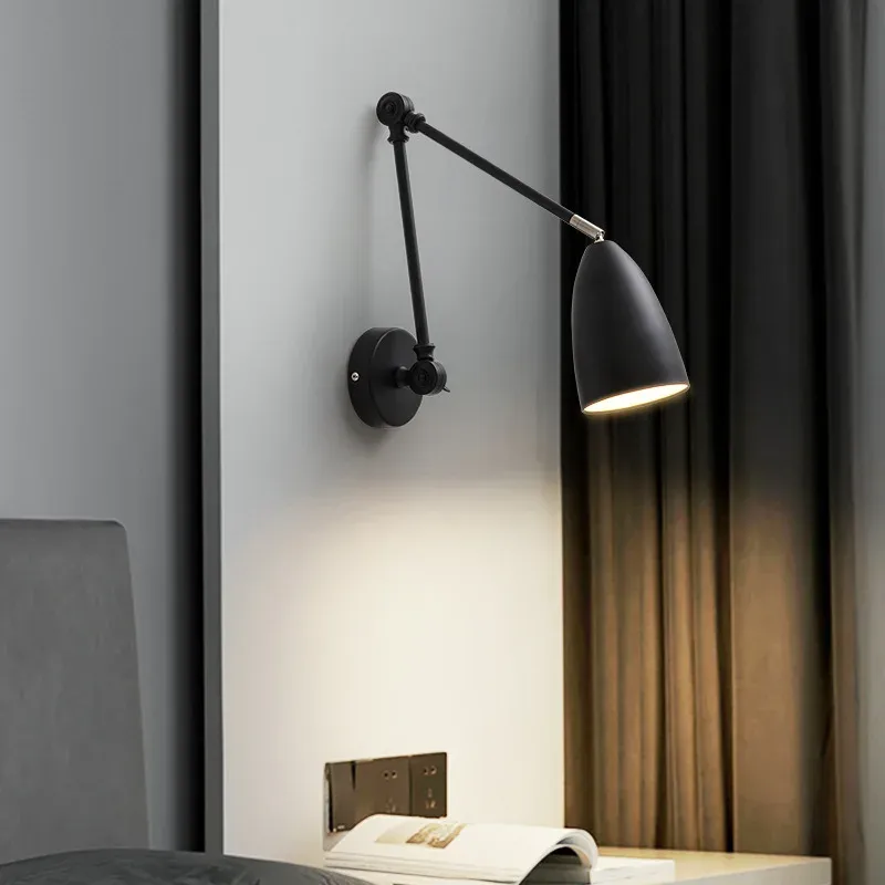 Telescopic Long Arm Wall Lamp: Nordic Style Adjustable Reading Light ...