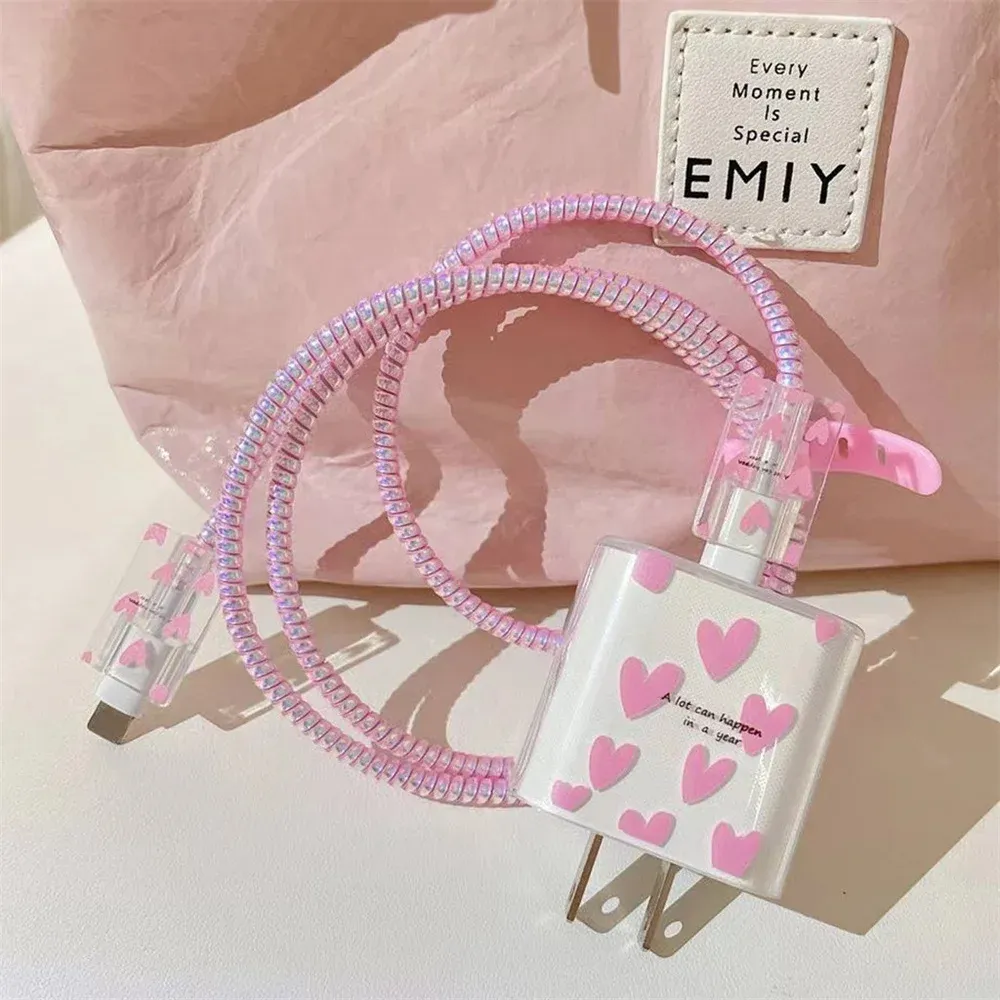 Cute Heart Cable Protector Set: Soft Silicone, Dustproof, Bite ...