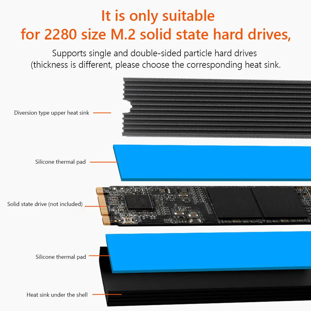 NVMe Cooler, Aluminum SSD Heatsink 2280, Solid State Drive Radiator ...