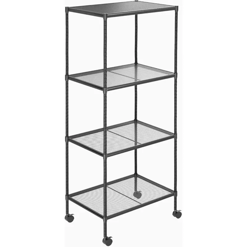 Adjustable 4-Tier Wire storage rack with Wheels - Steel Metal Storage ...