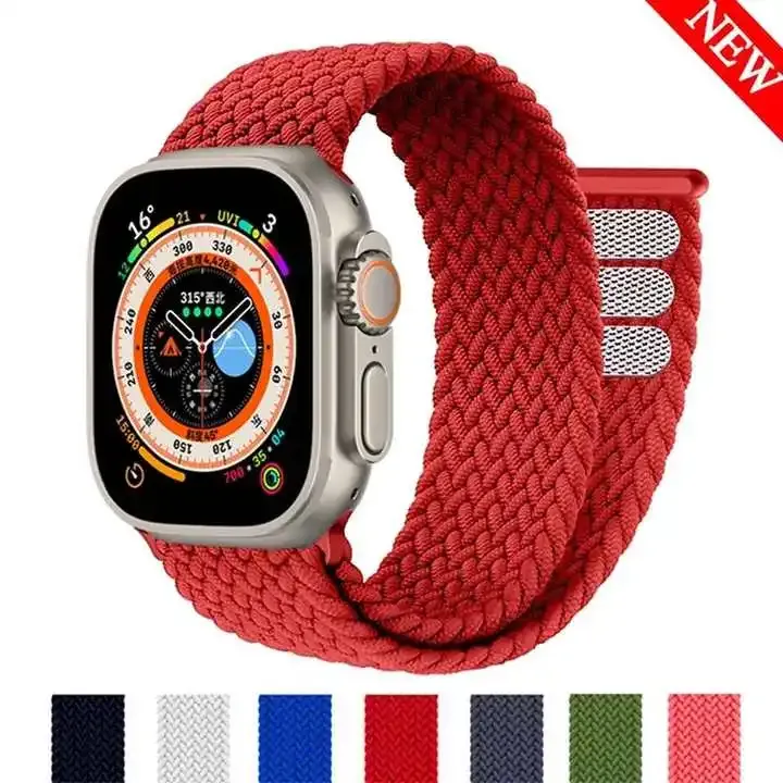 Premium Braided Solo Loop Strap for Apple Watch Ultra/SE/8/7/6/5/4/3/2 ...