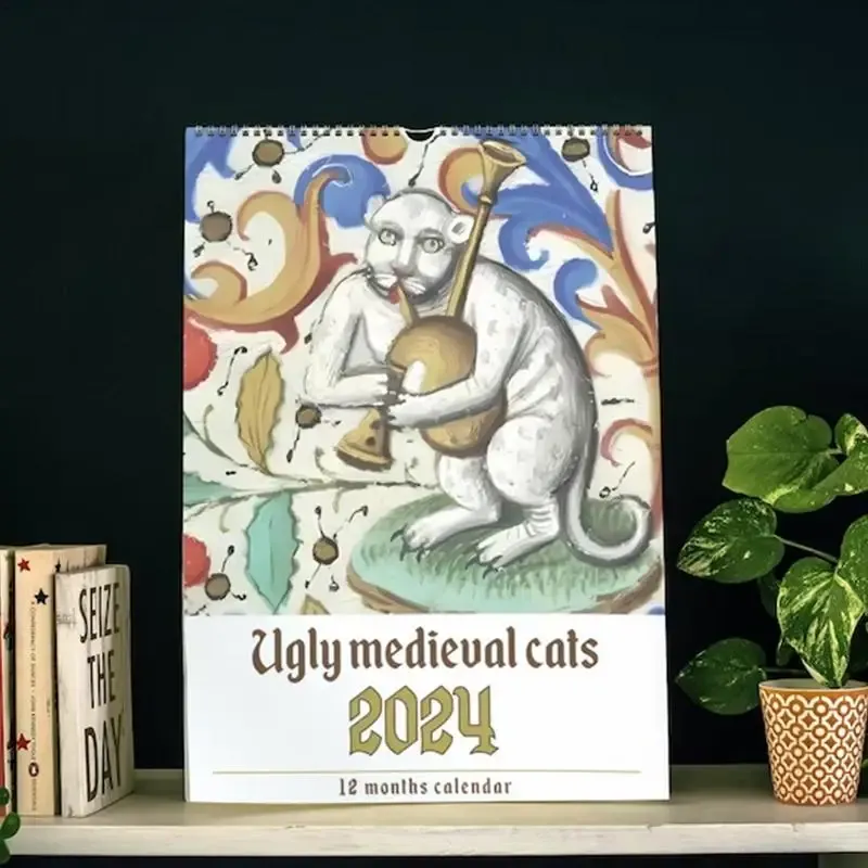 Wholesale Ugly Cats 2024 Calendar Yearly Medieval Cats Hangable ...