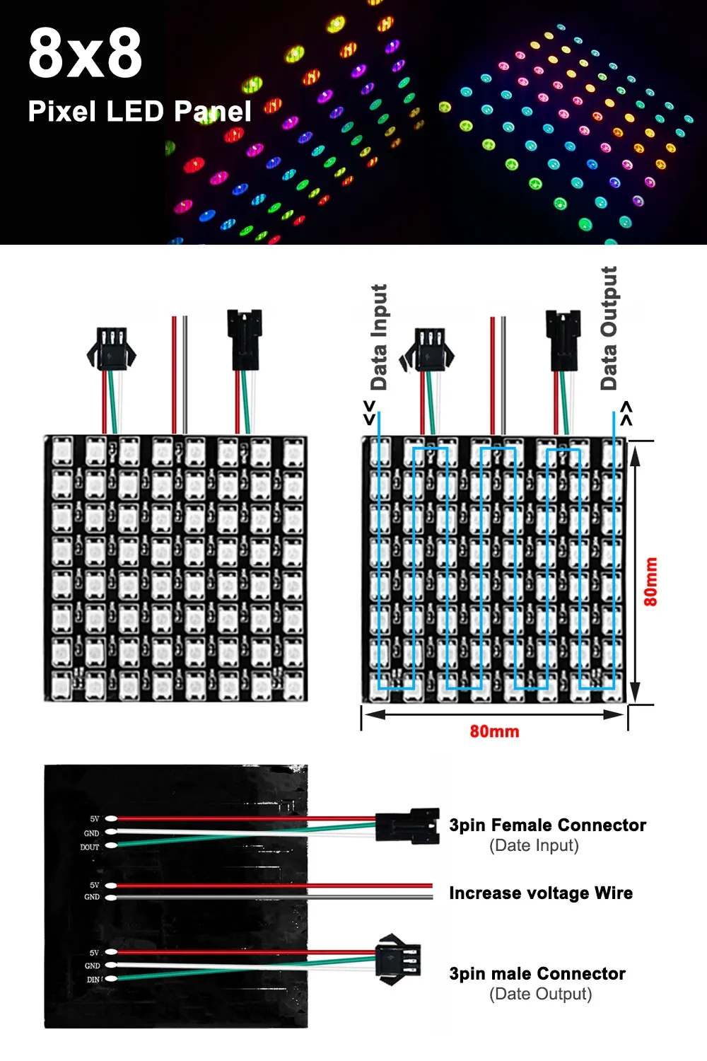 DC5V WS2812B 64/256 Pixel Digital Flexible LED Panel RGB Matrix Screen ...